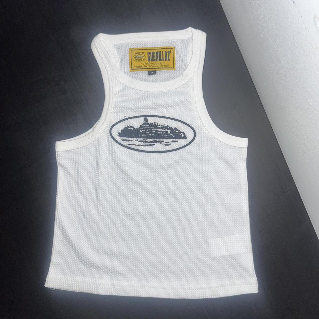 Corteiz Womens Guerillaz Tank Top White/Black... - Depop