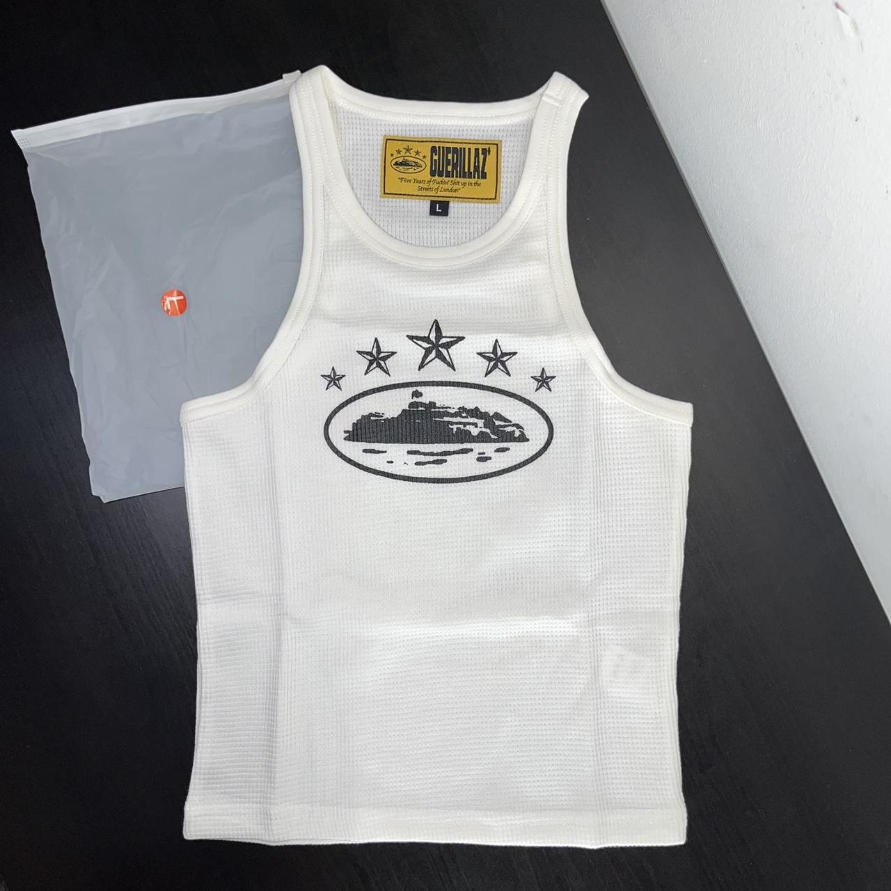 Corteiz Womens 5Starz Alcatraz Tank Top White/Black... - Depop