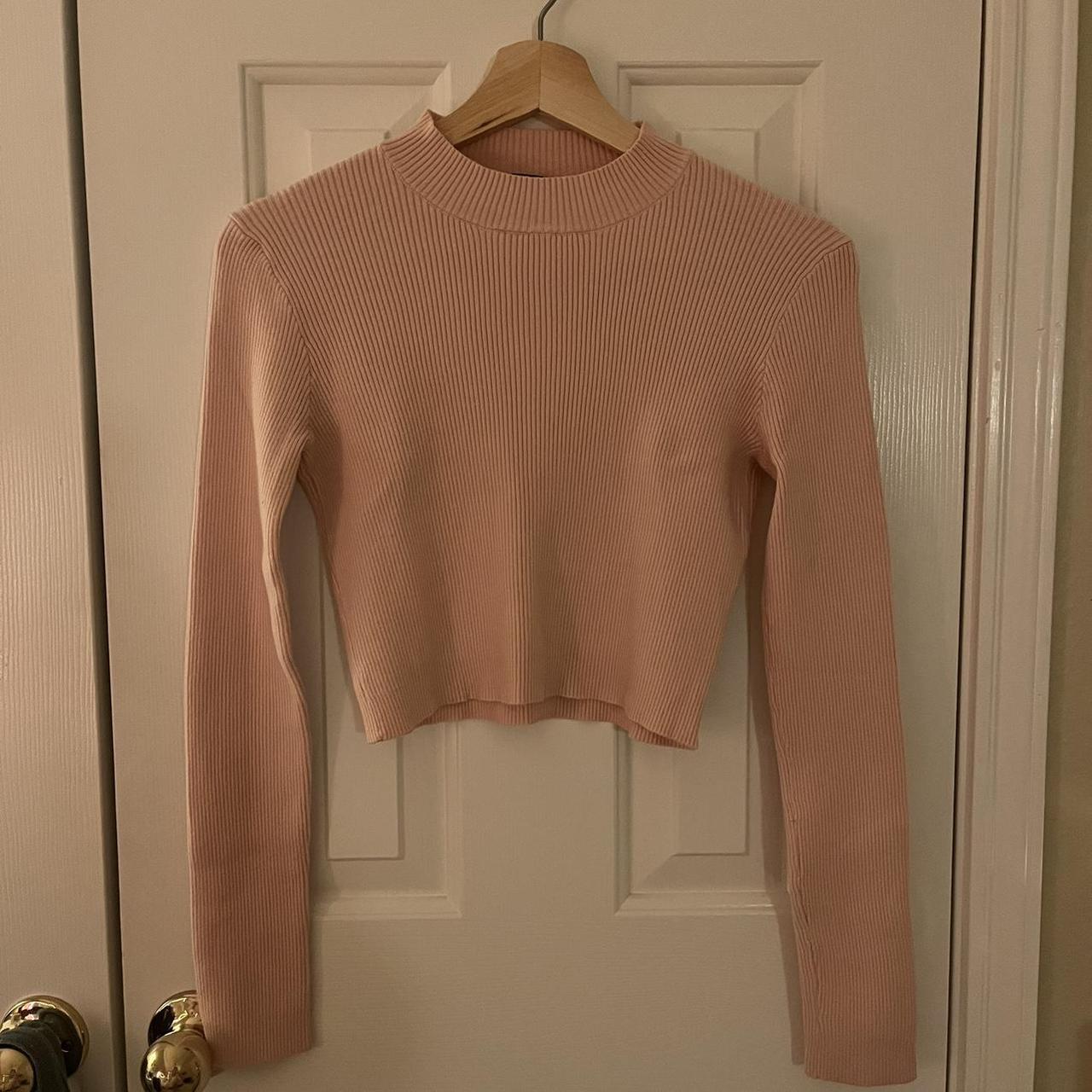 Light pink ribbed crop top from Brandy Melville,... - Depop