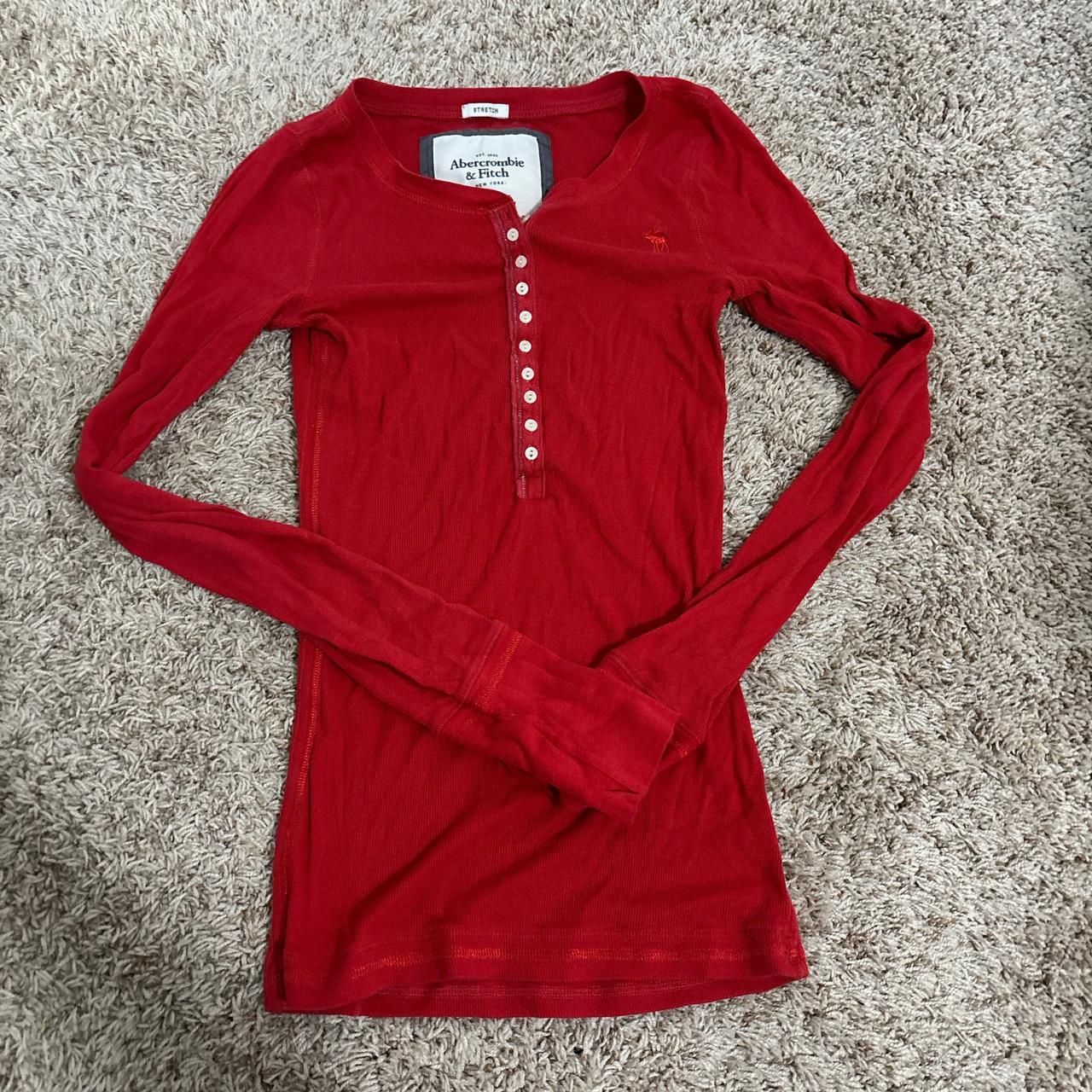 Red Abercrombie & Fitch long sleeve top... | Depop