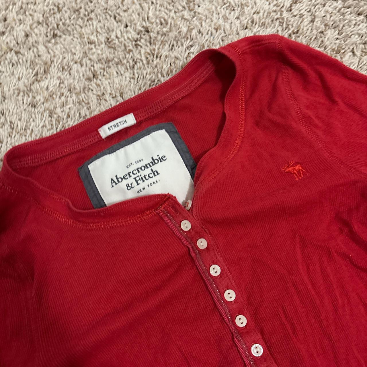 Red Abercrombie & Fitch long sleeve top... | Depop