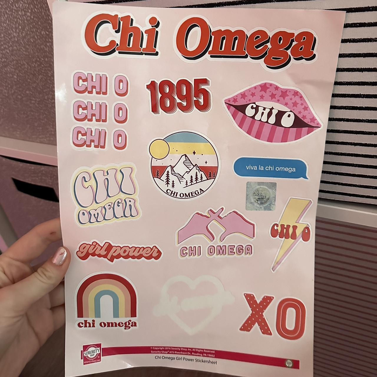 Chi omega sticker sheet One is gone Perfect for big... - Depop