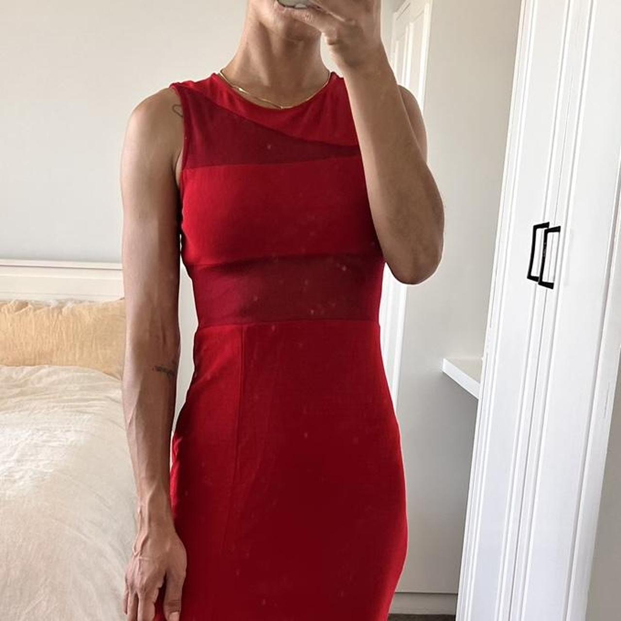 Gorgeous classy red dress Light ribbed material Mesh... - Depop
