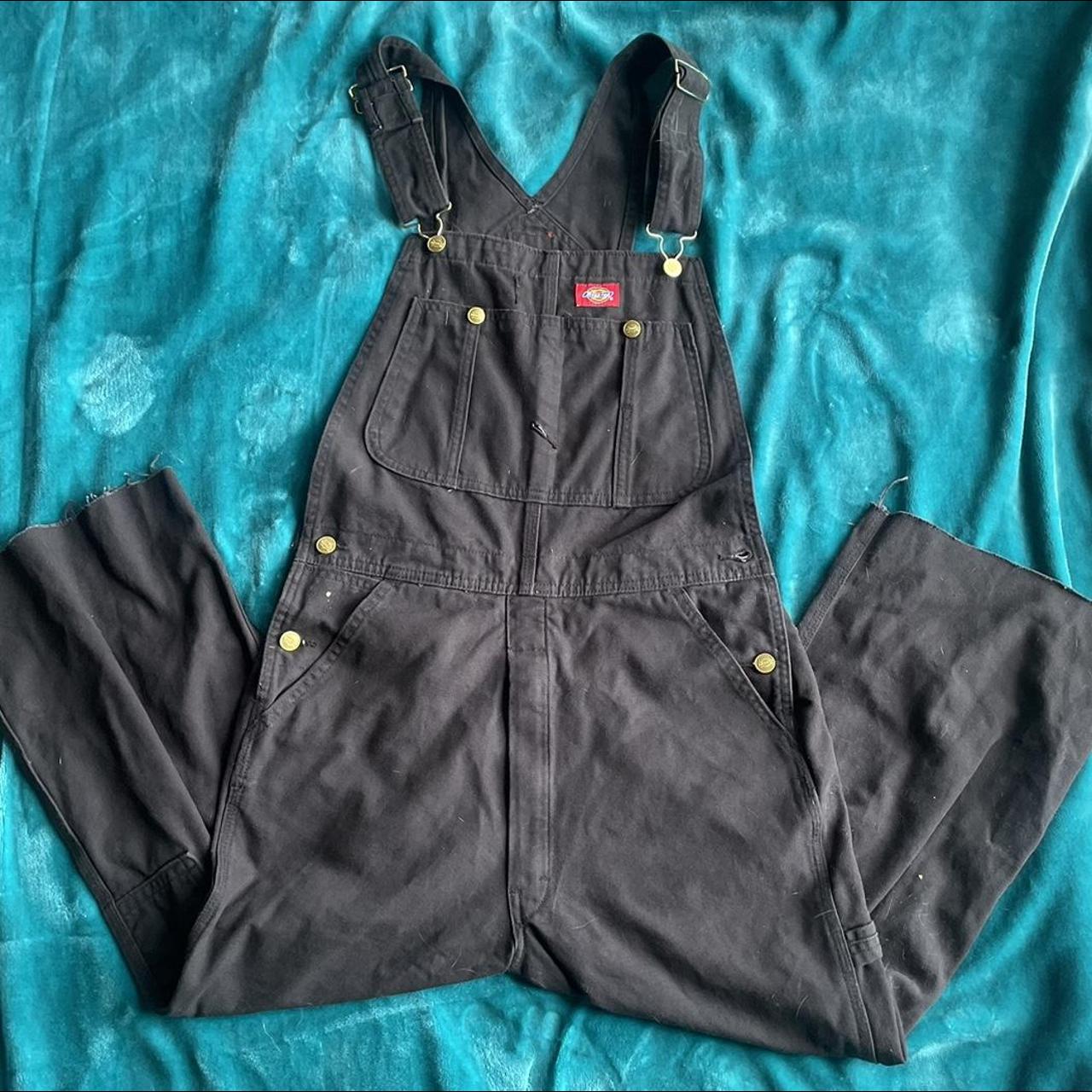 BLACK DICKIES OVERALLS 30 x ~27-28 Bottoms were... - Depop