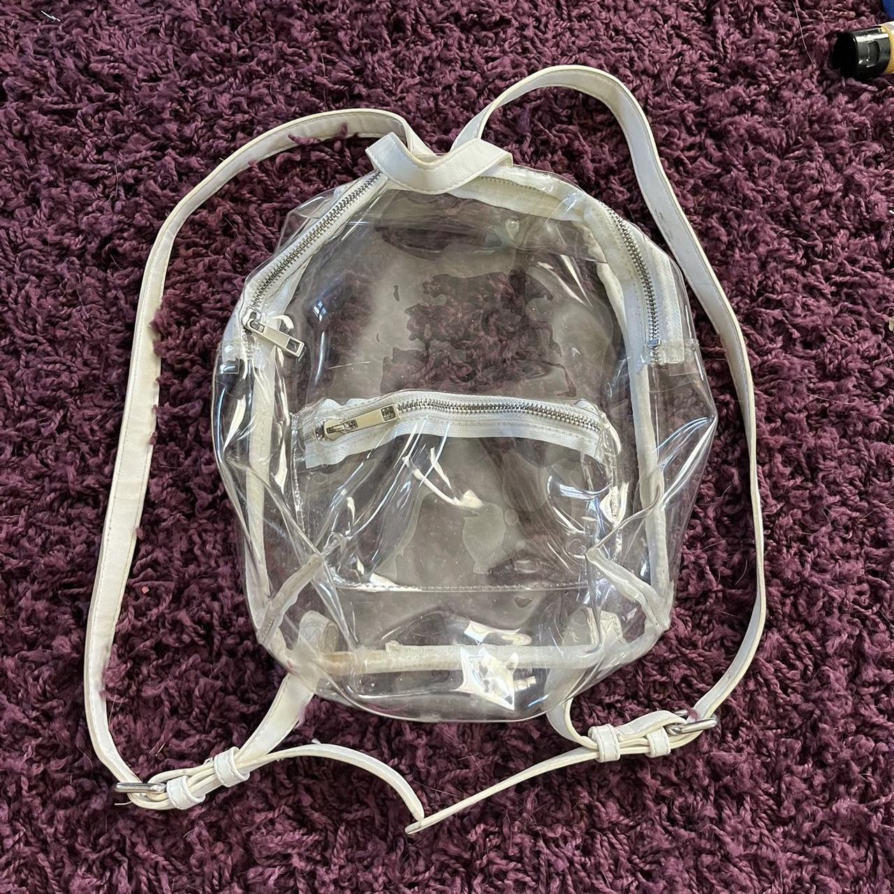 Medium size clear & white backpack, adjustable... - Depop