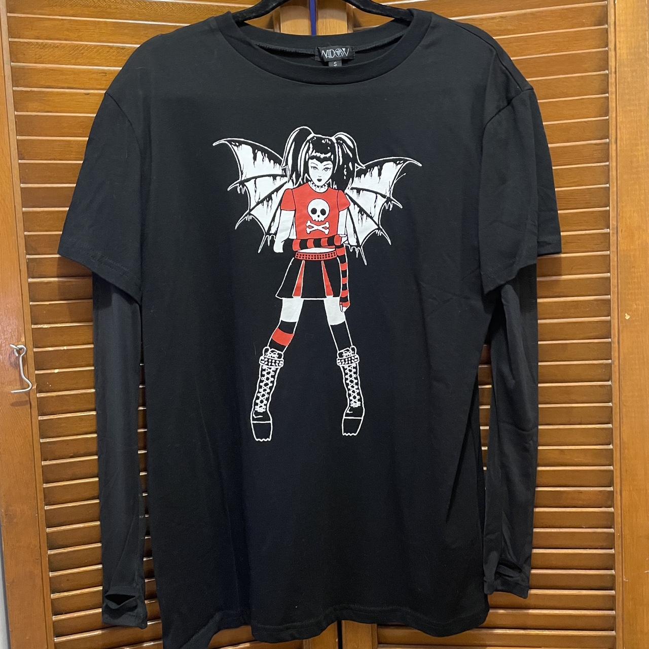 dollskill widow goth girl short sleeve t shirt with... - Depop