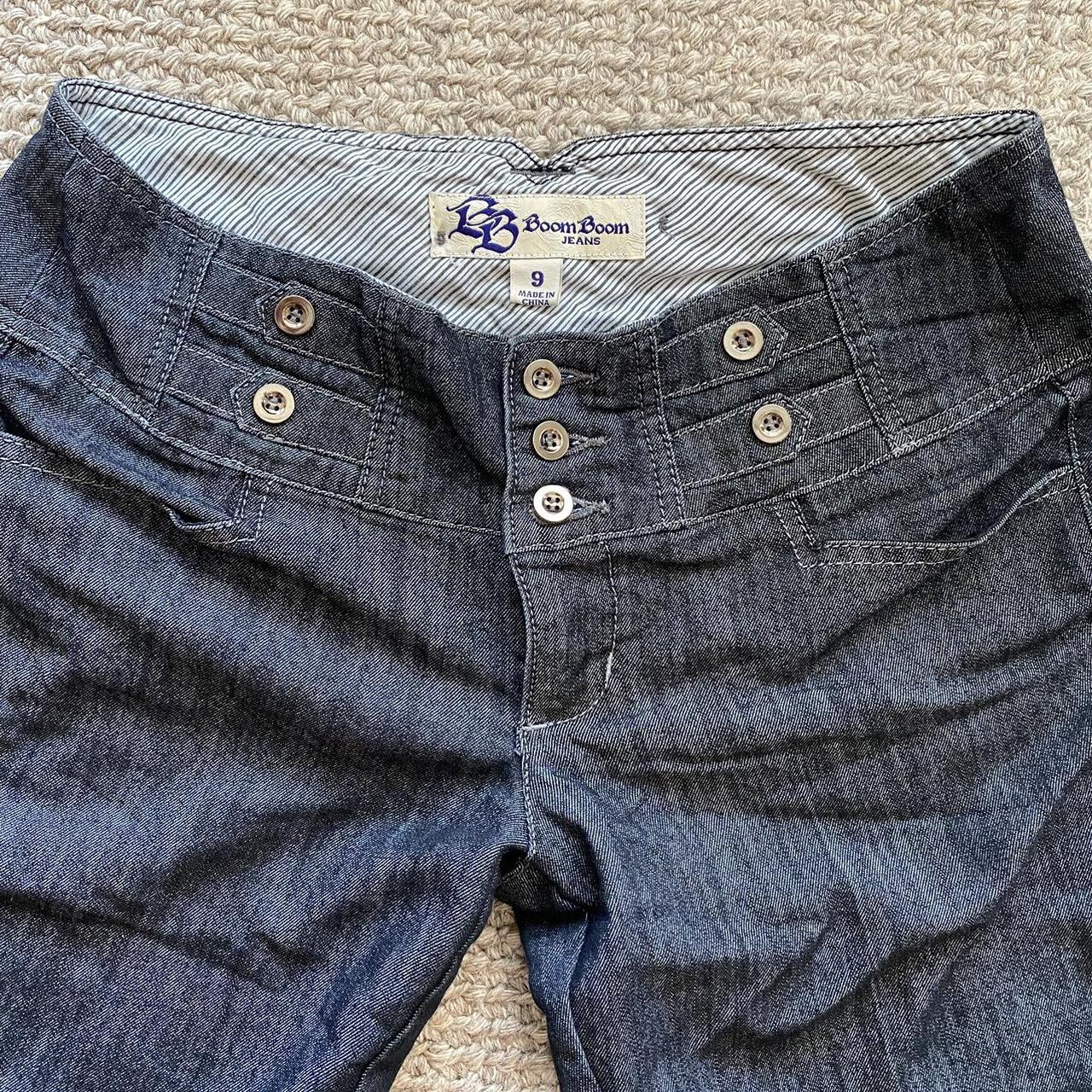 Boom Boom Jeans. Dark wash with button details... - Depop