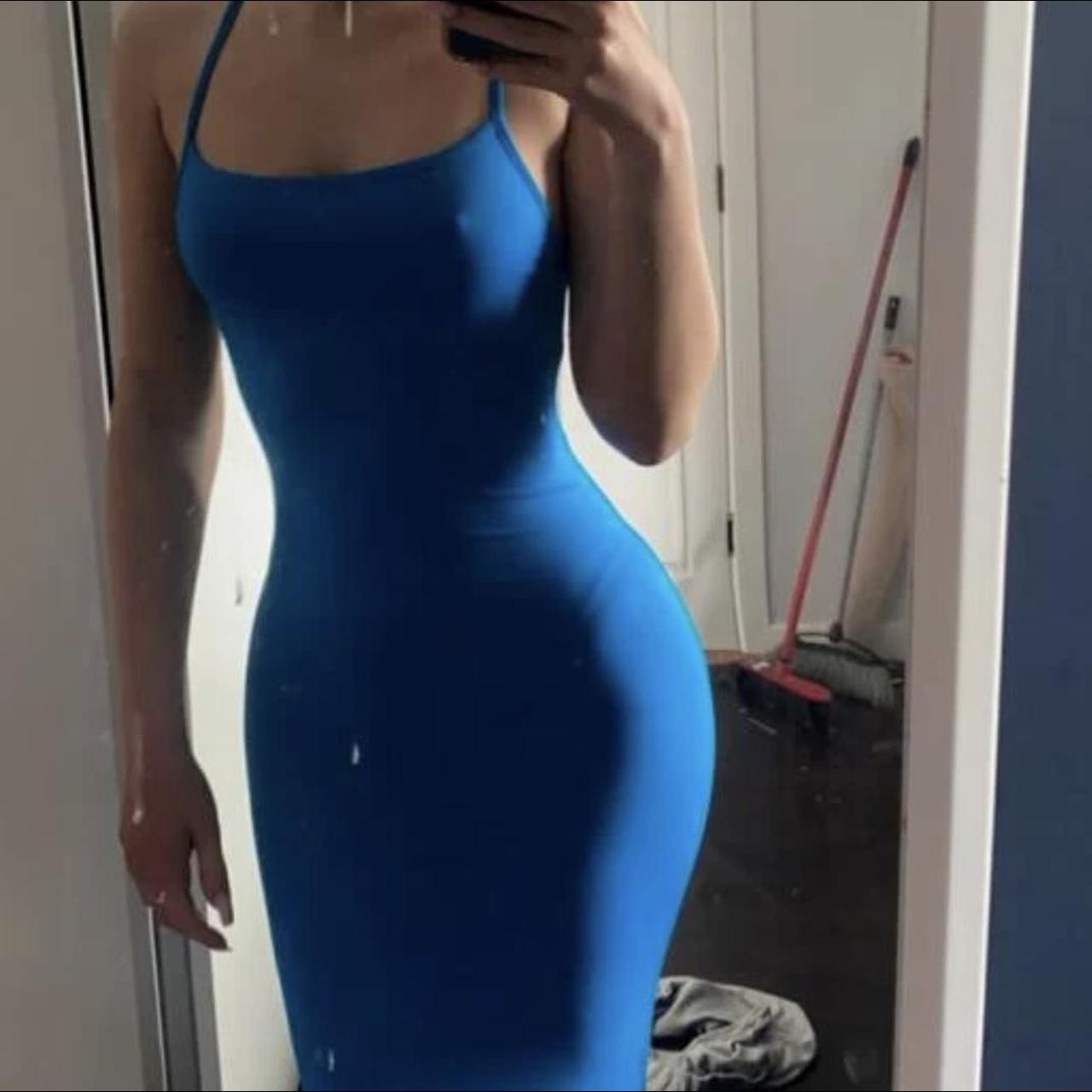 Blue bodycon long dress Skims style New years - Depop