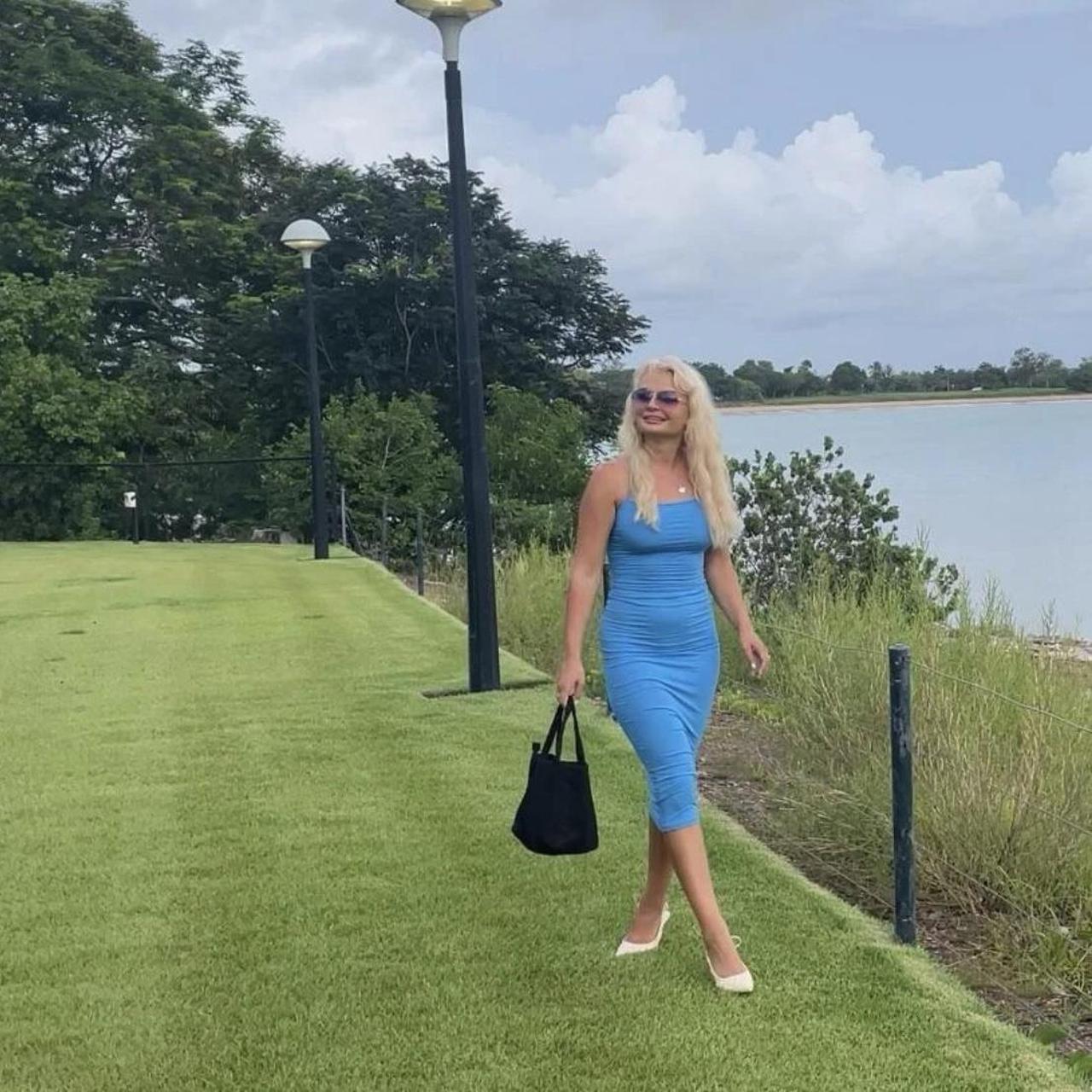 Blue bodycon long dress Skims style New years - Depop