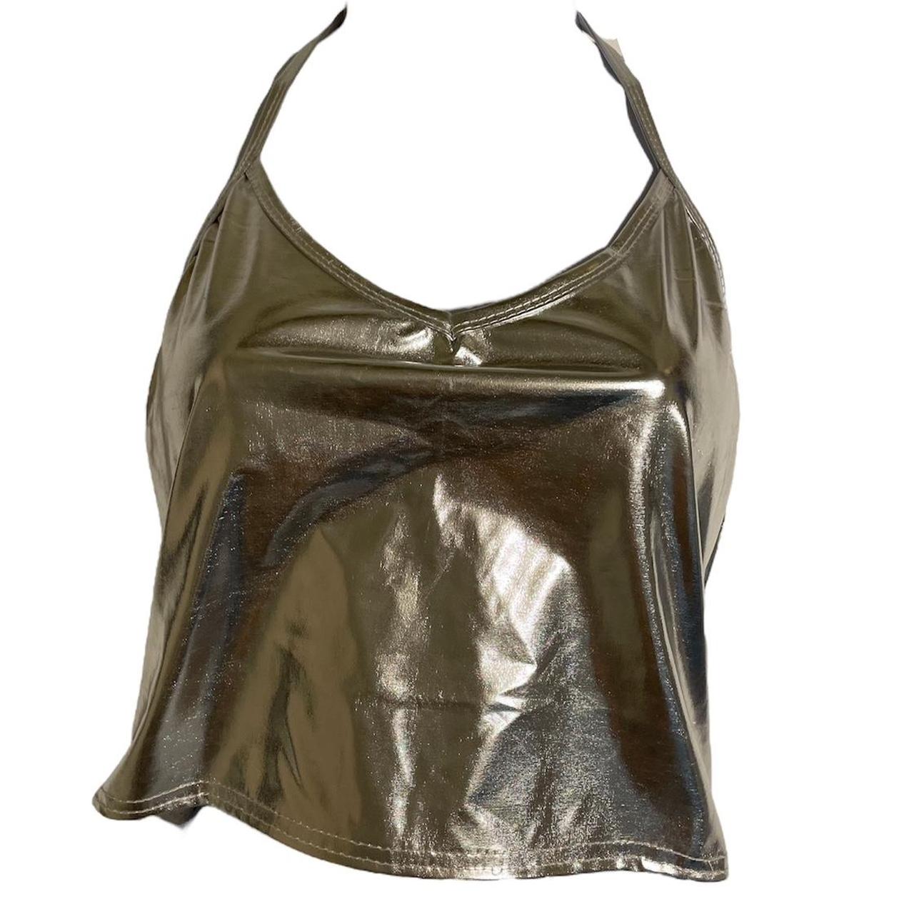 Silver Halter Top One size measures 15” across... - Depop