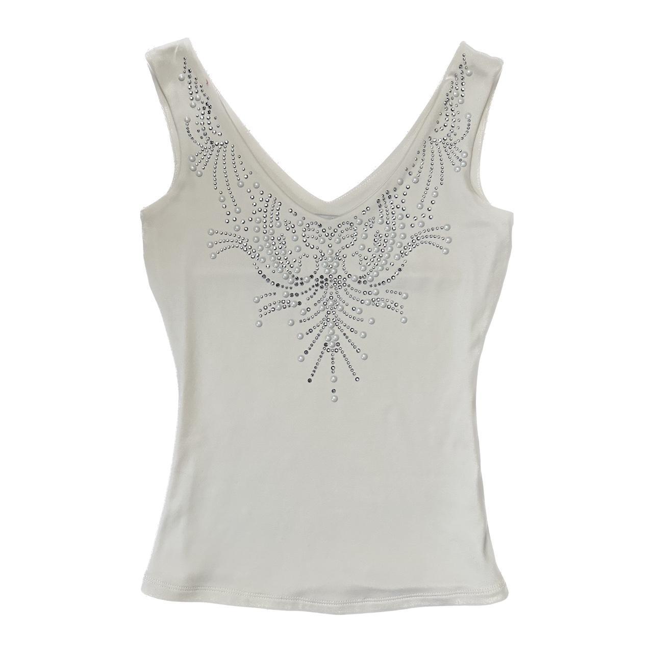 cache : white fitted tank too w jewel... - Depop
