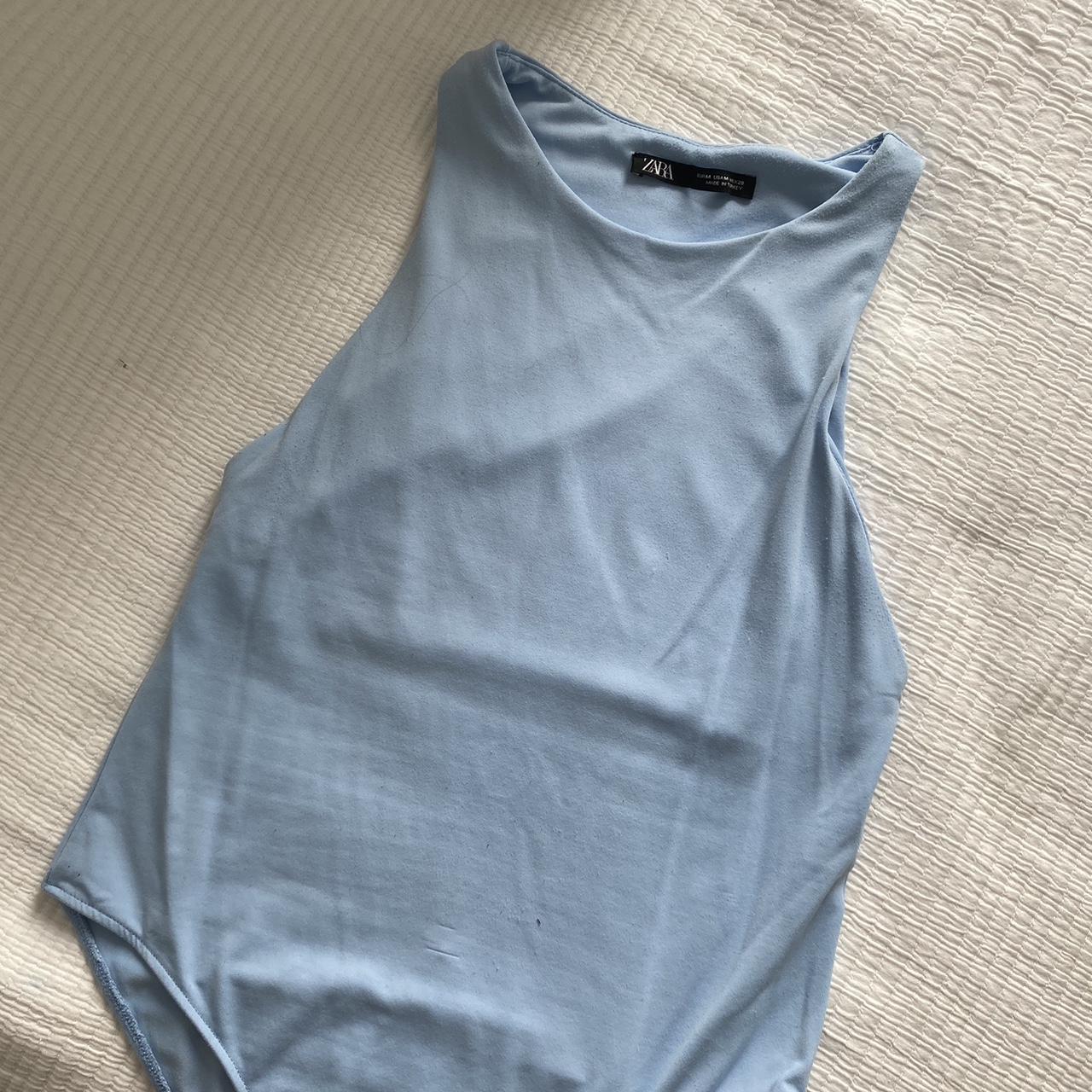 ZARA BABY BLUE BODYSUIT 🩵🩵 Size M halter neck baby... - Depop