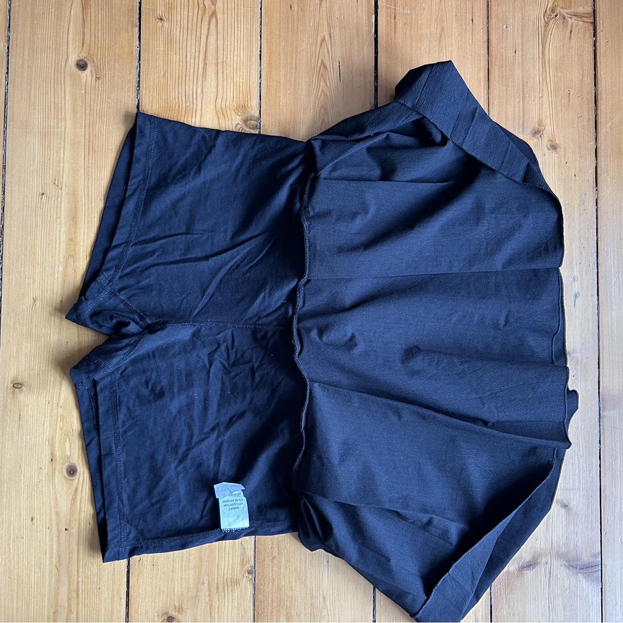 Black pleated mini-skort. Crepey material. Never... - Depop