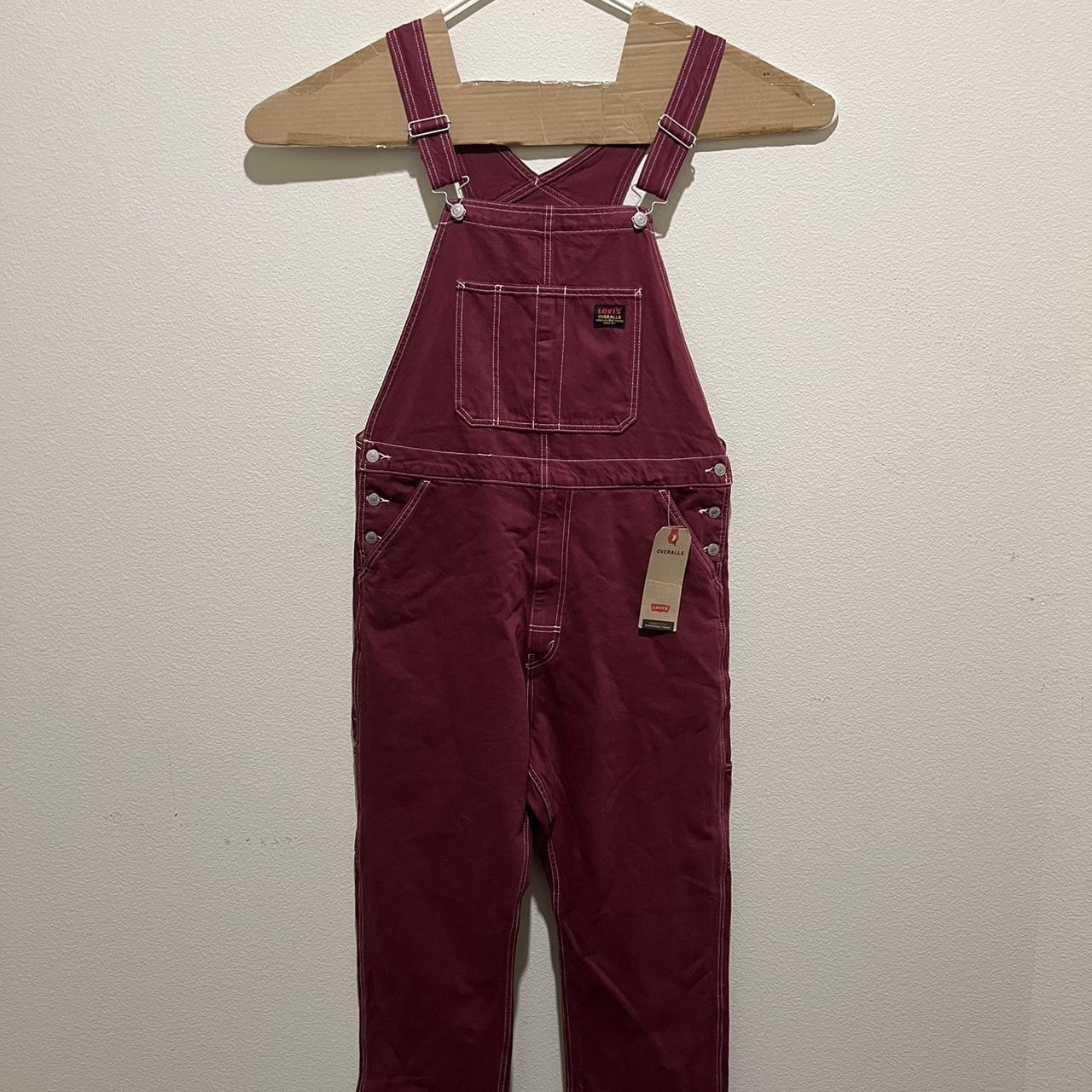 Levis Red Tab Overalls Burgundy Relaxed Waist 40in... - Depop