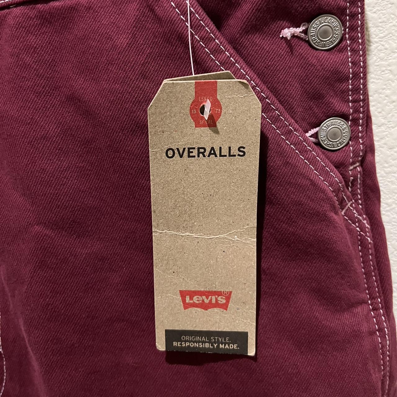 Levis Red Tab Overalls Burgundy Relaxed Waist 40in... - Depop