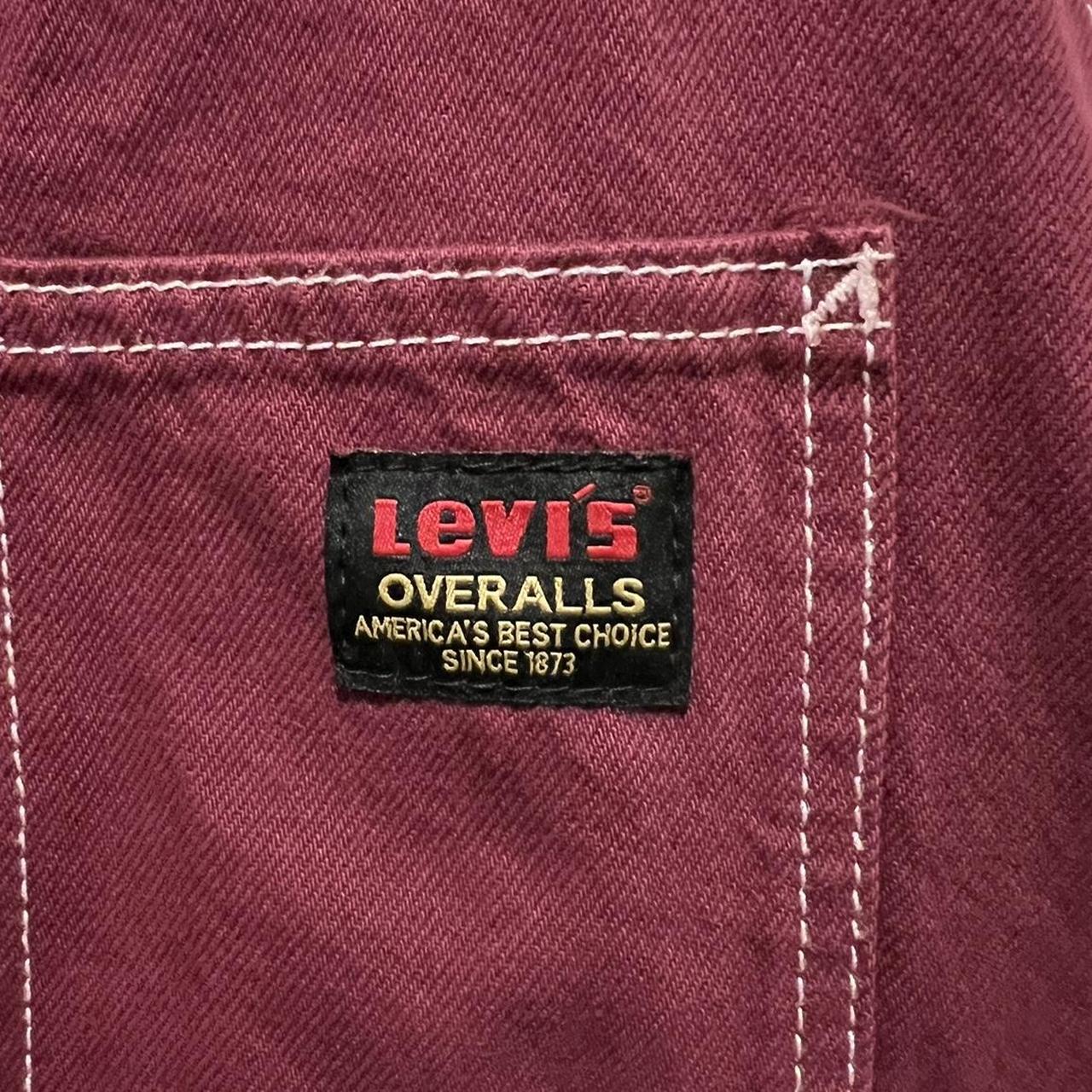 Levis Red Tab Overalls Burgundy Relaxed Waist 40in... - Depop