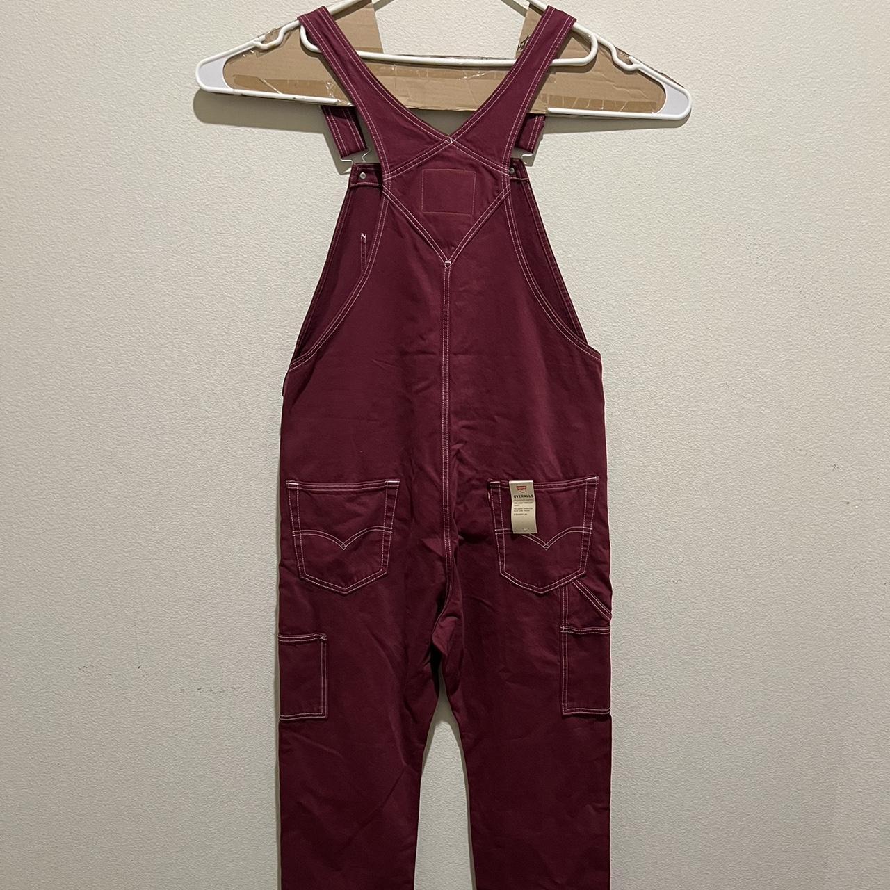 Levis Red Tab Overalls Burgundy Relaxed Waist 40in... - Depop