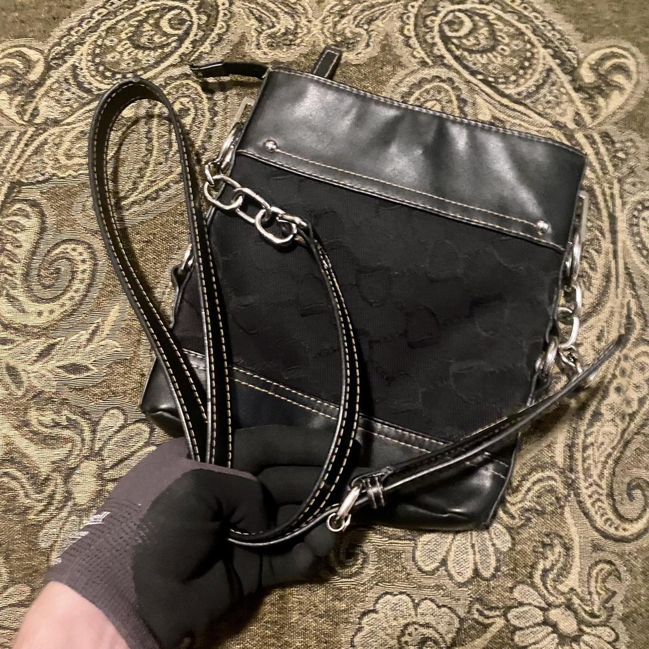 Chaps Women's Black and Silver Bag | Depop