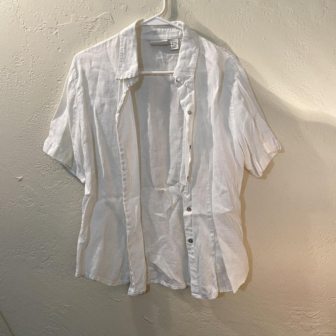 beautiful 100% linen button up in perfect condition... - Depop