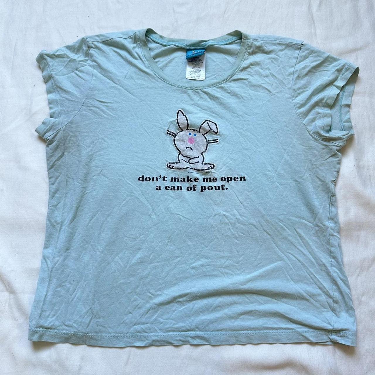 Vintage its happy bunny baby blue tee size XL, looks... - Depop
