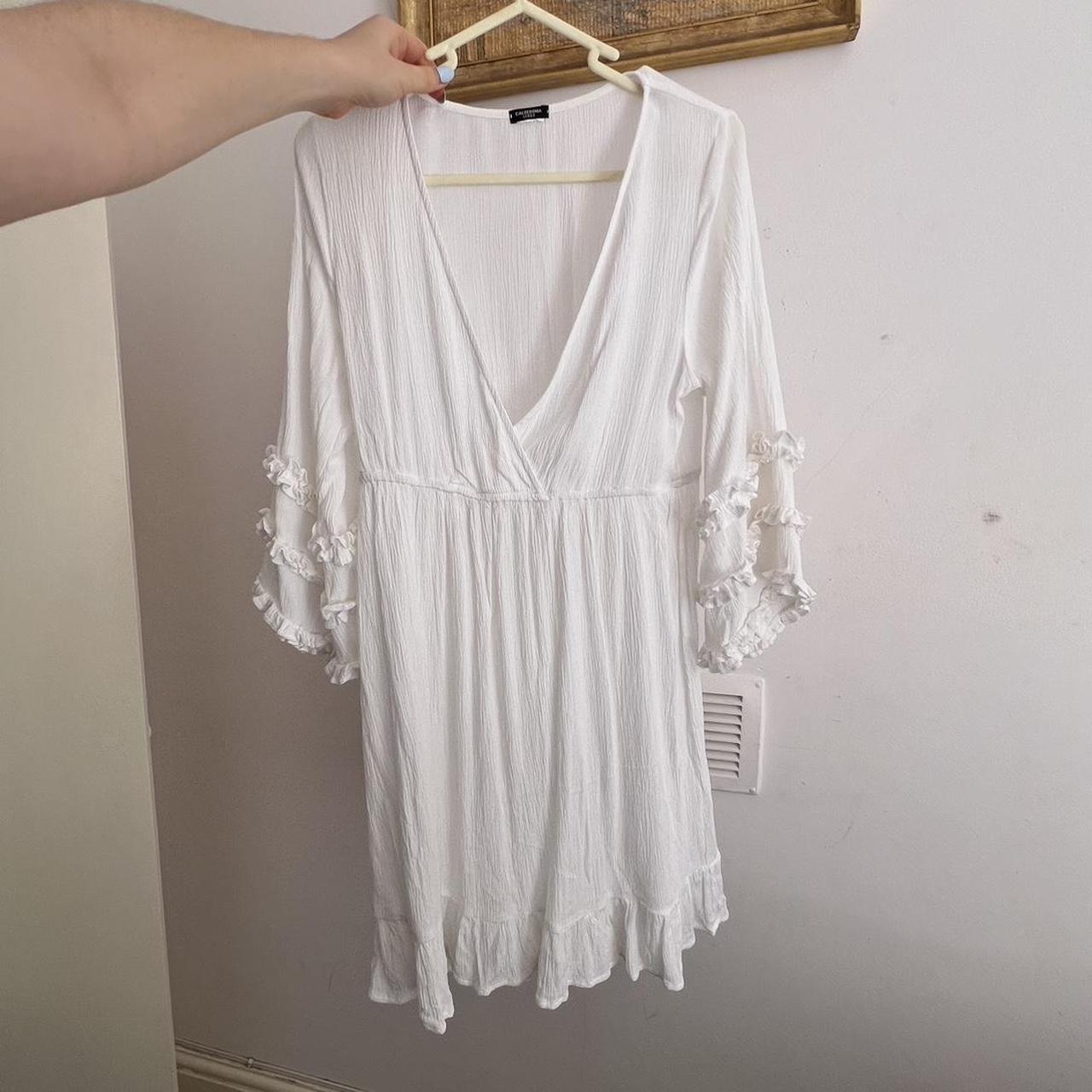 Calzedonia Cobey white dress with ruffle sleeves and... | Depop