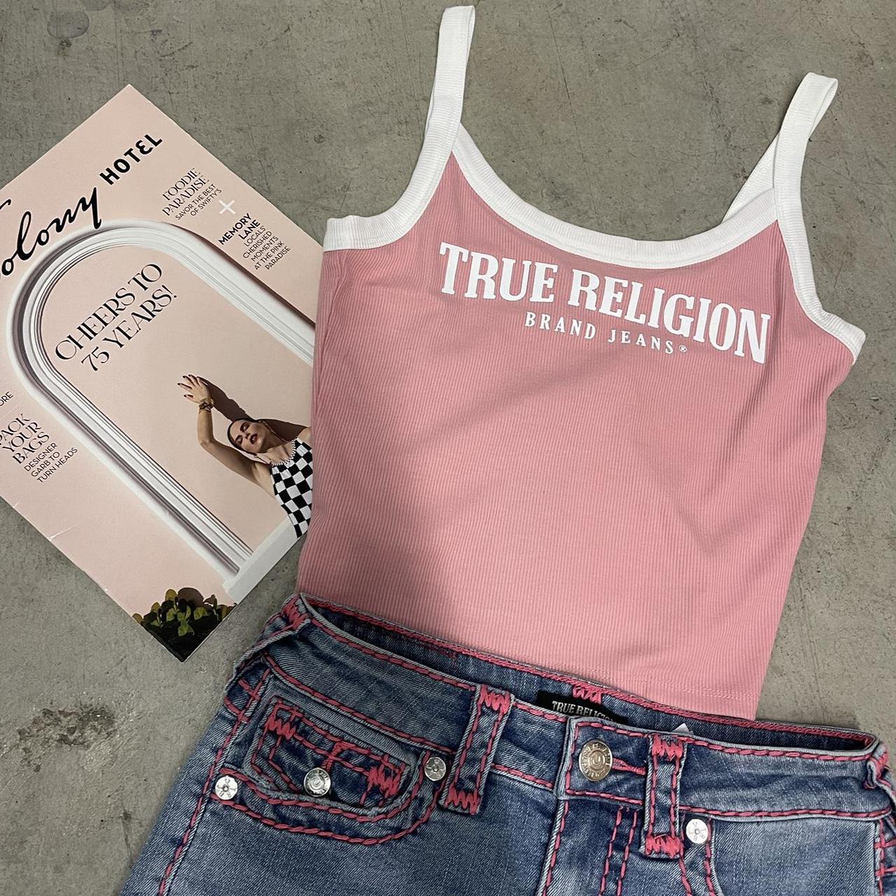 TRUE RELIGION “LOGO RINGER BABY TANK” Size Small.... - Depop