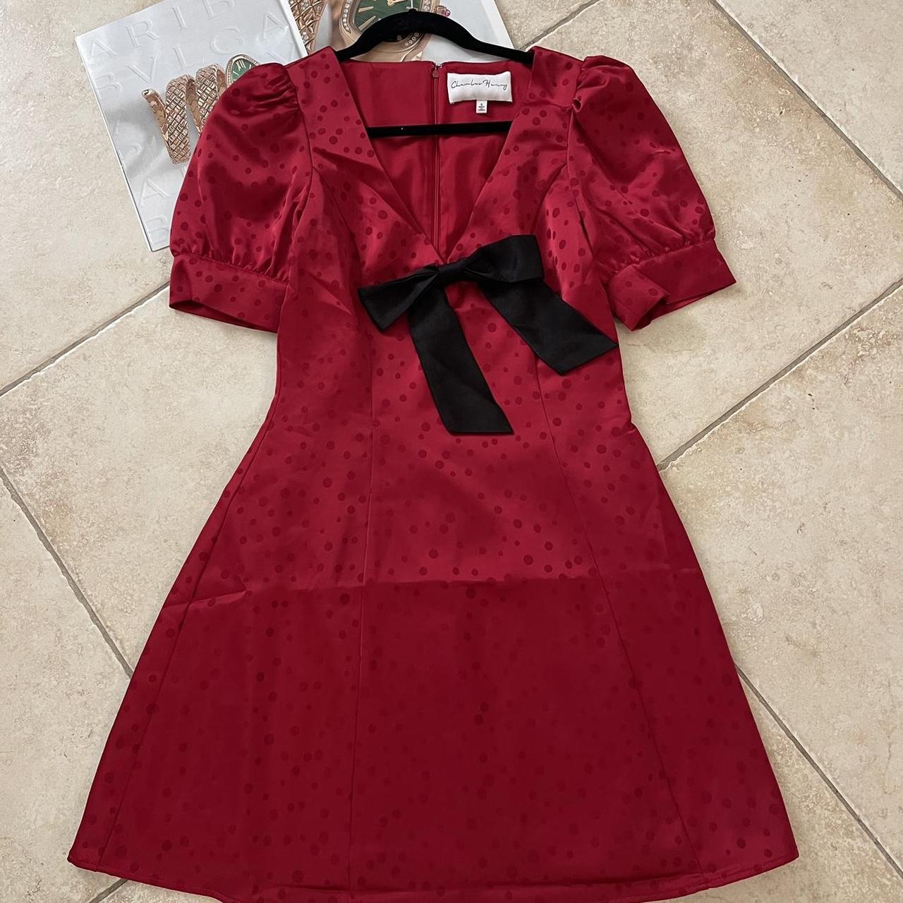 😍😍😍 CHARLES HENRY “DOT JACQUARD SATIN MINI DRESS” in... - Depop