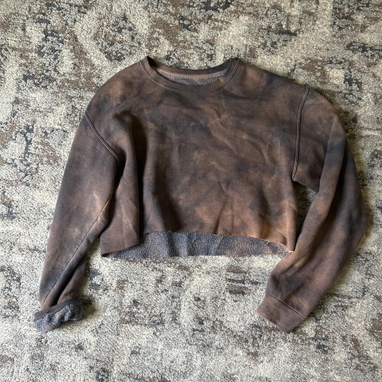 Crop hand bleached sweater super soft on the inside... - Depop