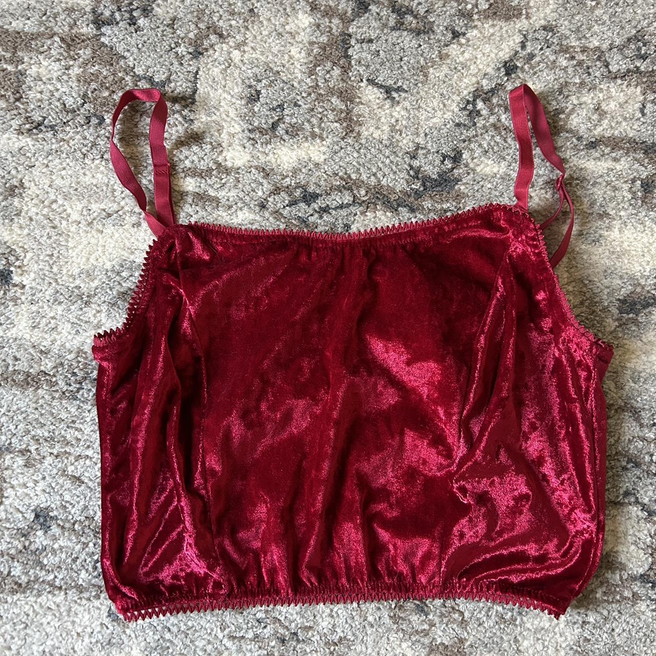 Red velvet crop tank super pretty. Only flaw is... - Depop