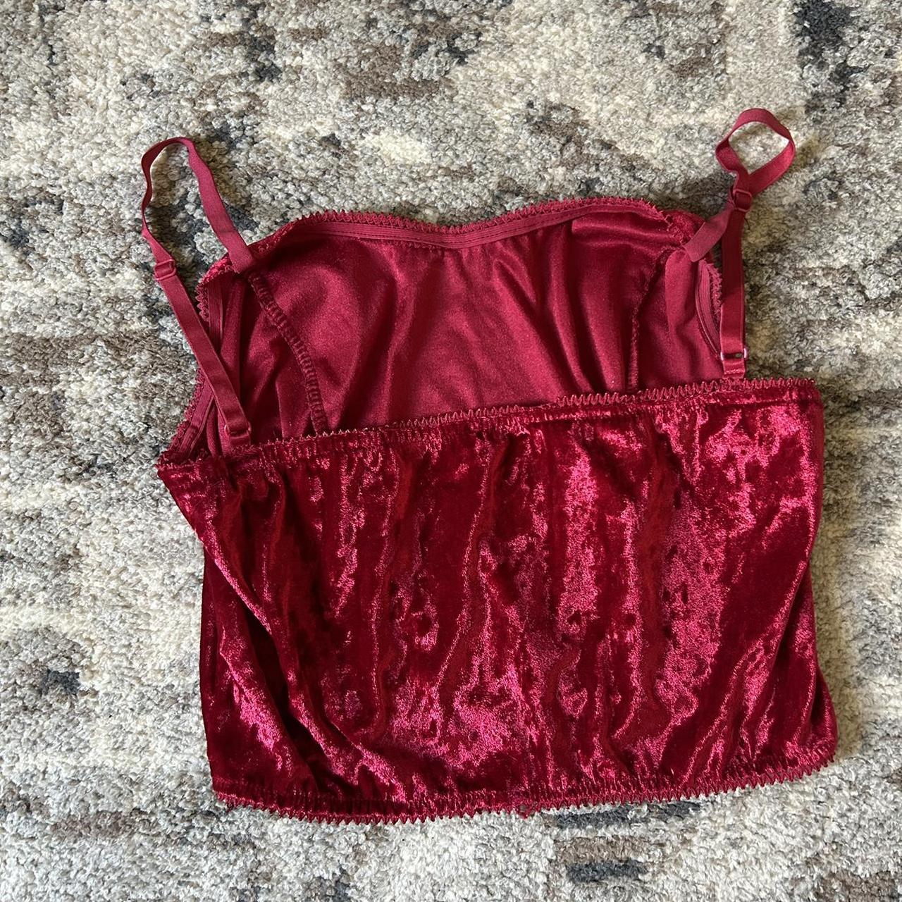 Red velvet crop tank super pretty. Only flaw is... - Depop