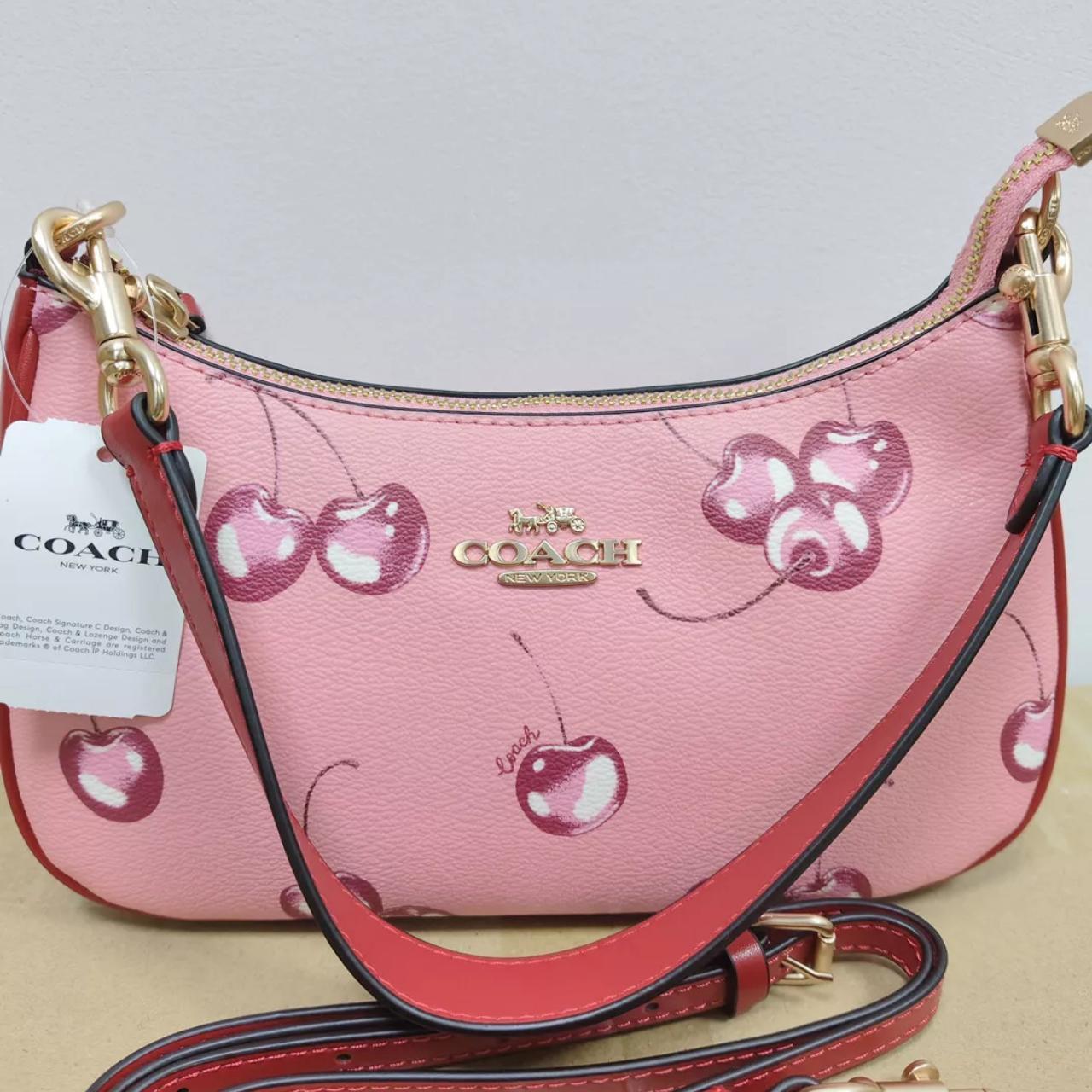 Coach CR290 Pink Cherry Print Teri Shoulder Bag... - Depop