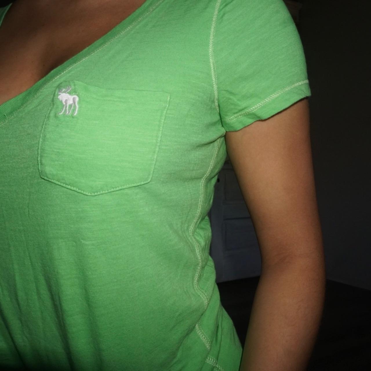 Brat Green Vintage Abercrombie & Fitch V-Neck Short... - Depop