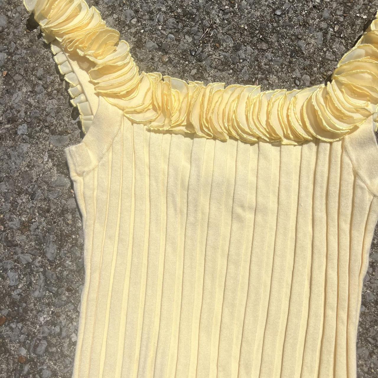 Y2k ruffle tank top Pastel yellow, fun whimsical... - Depop
