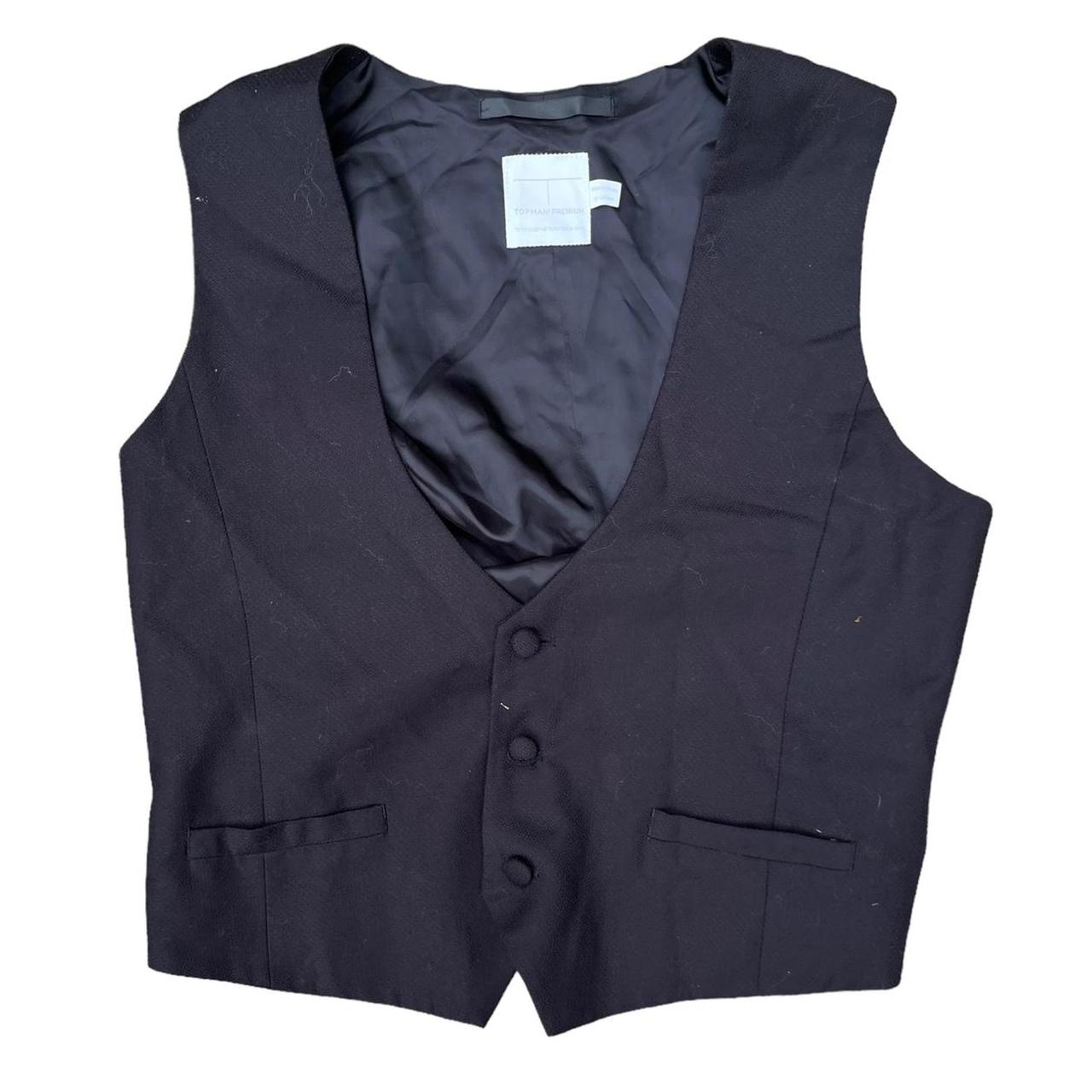 Black vest Top man suit vest 42” chest L: 19” #mens... - Depop