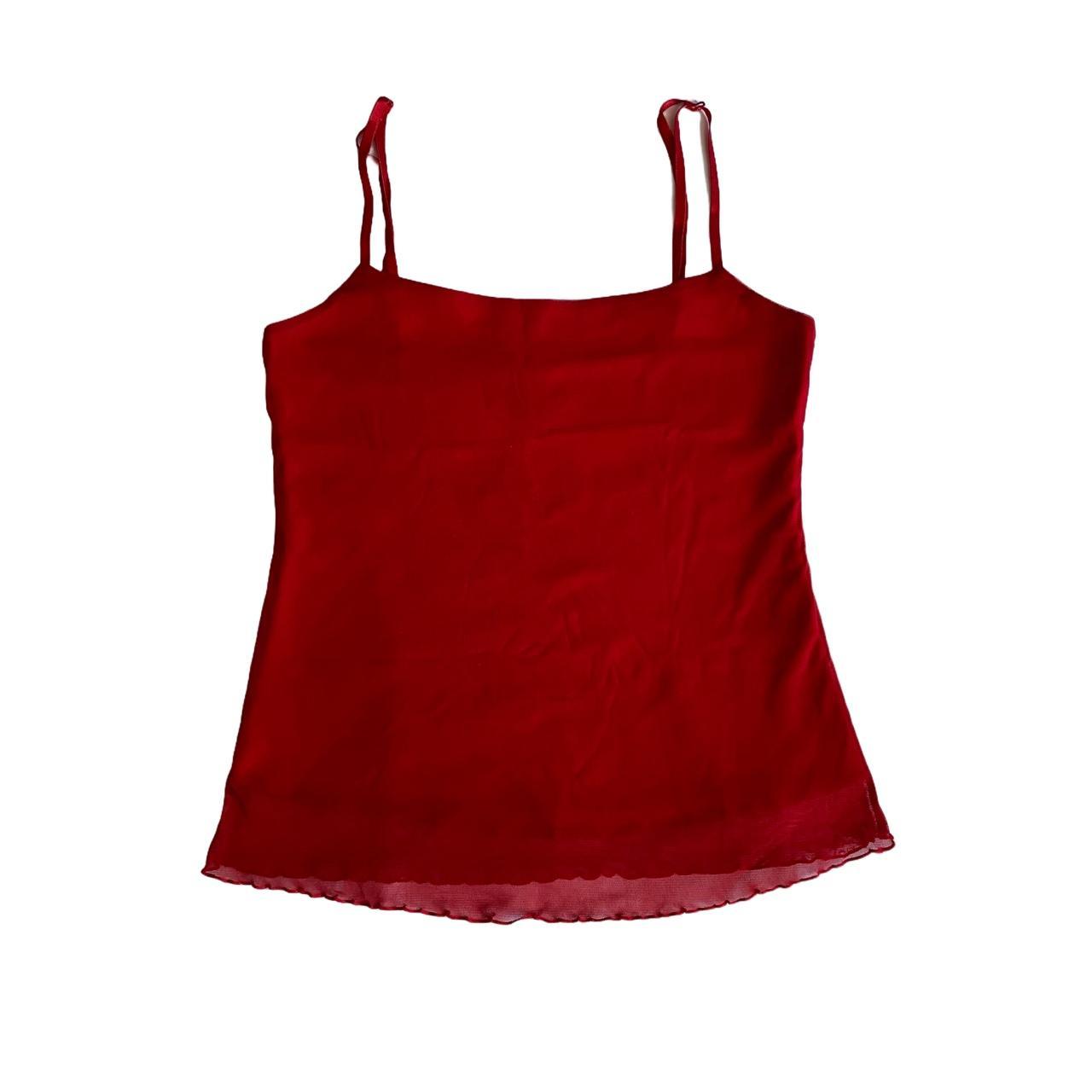vintage red mesh top colour most accurate on last... - Depop