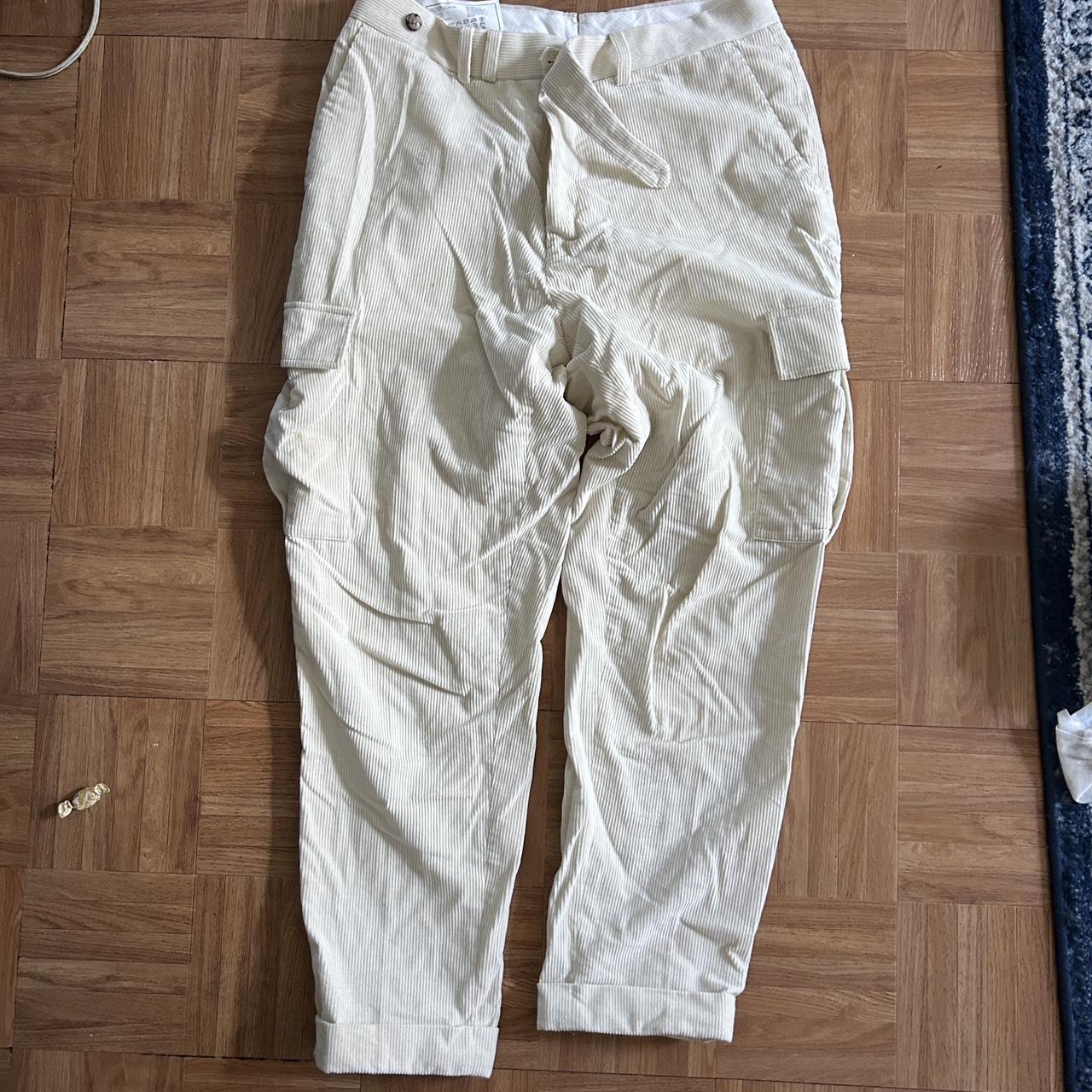 Cream color SuitSupply Blake Flat Front Cargo pants... - Depop