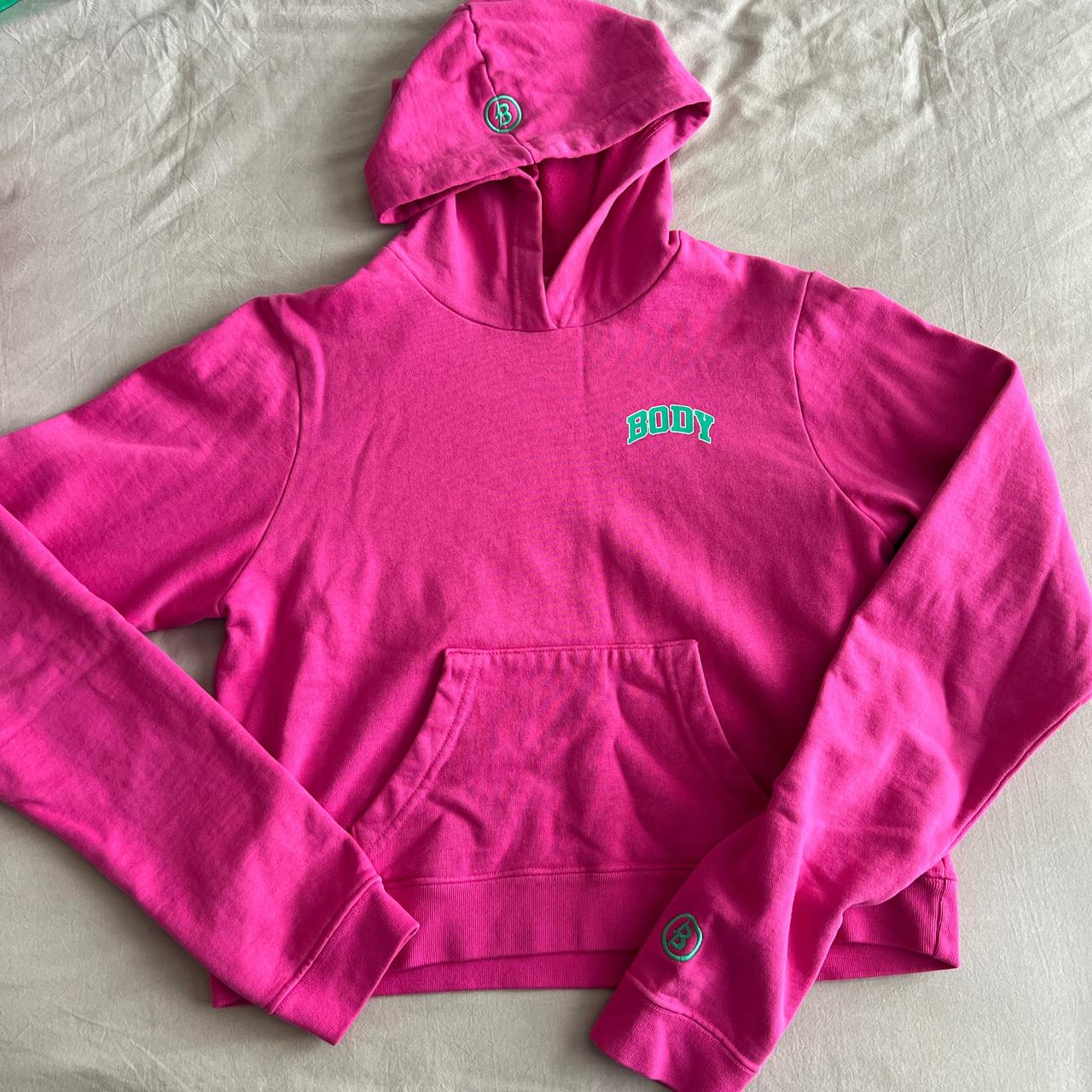 Body by Raven Tracy Backshots Pink and Green Hoodie.... | Depop