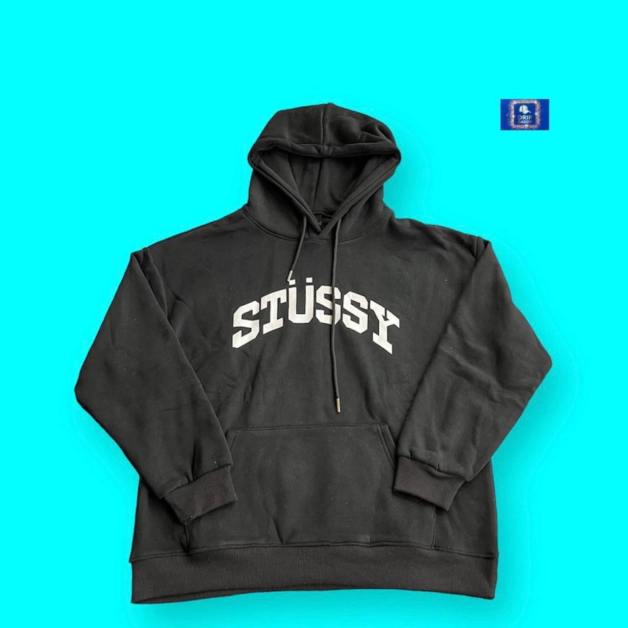 Stussy block sport hoodie black Size medium Mint... - Depop