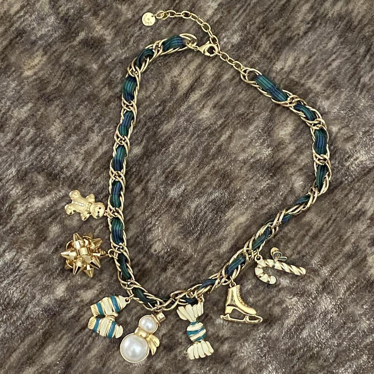 Vintage Talbots Christmas Charm Necklace Green... - Depop