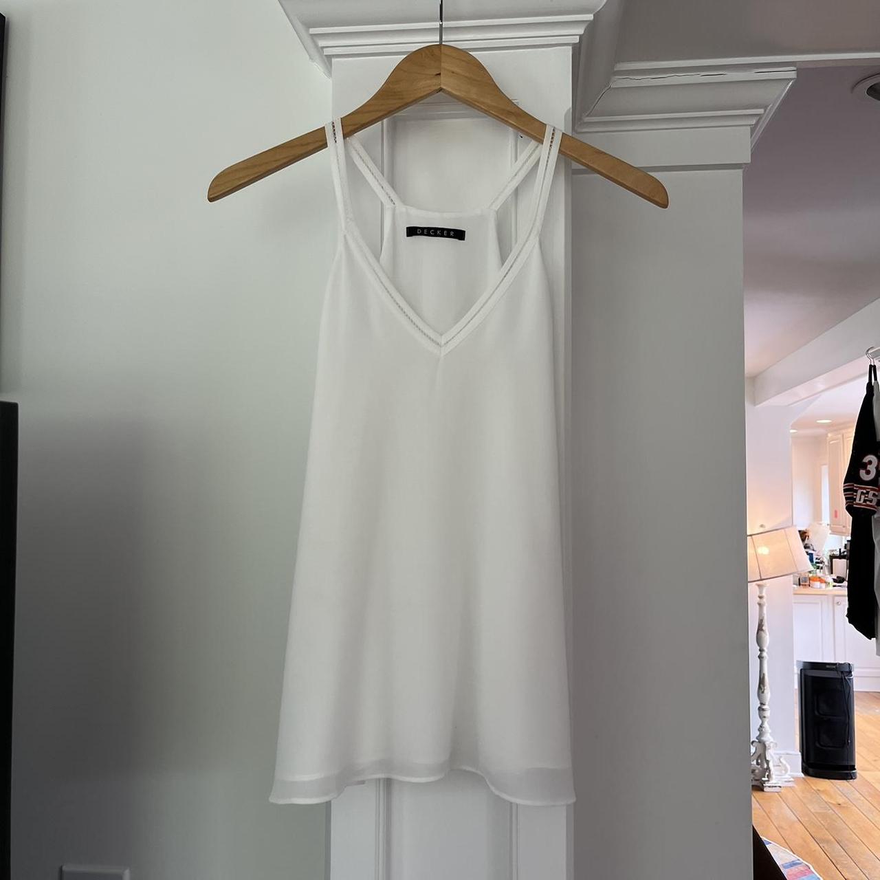 decker v-neck white tank. double lined. cute... - Depop