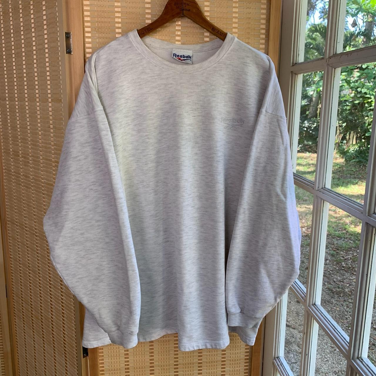 Vintage Reebok heather gray crewneck measurements... - Depop