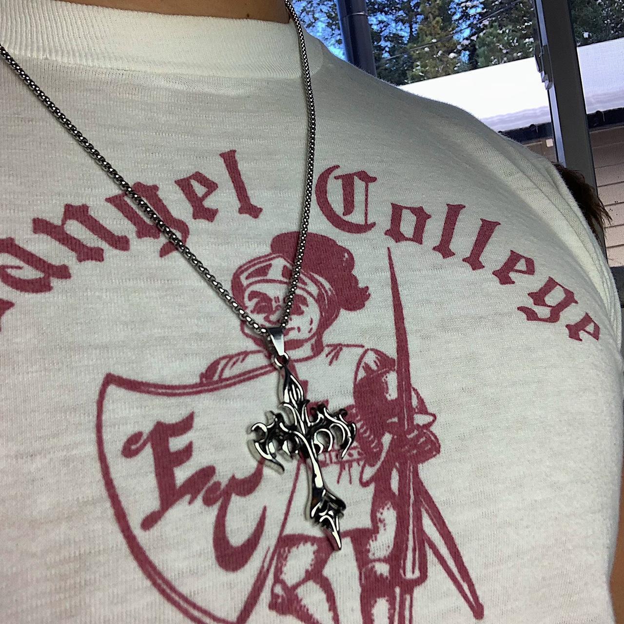 Y2k silver Big Gothic Cross opium punk style... - Depop