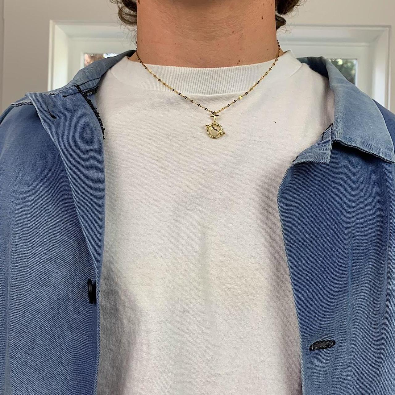 Y2k gold opal planet pendant opium necklace. Cool... - Depop