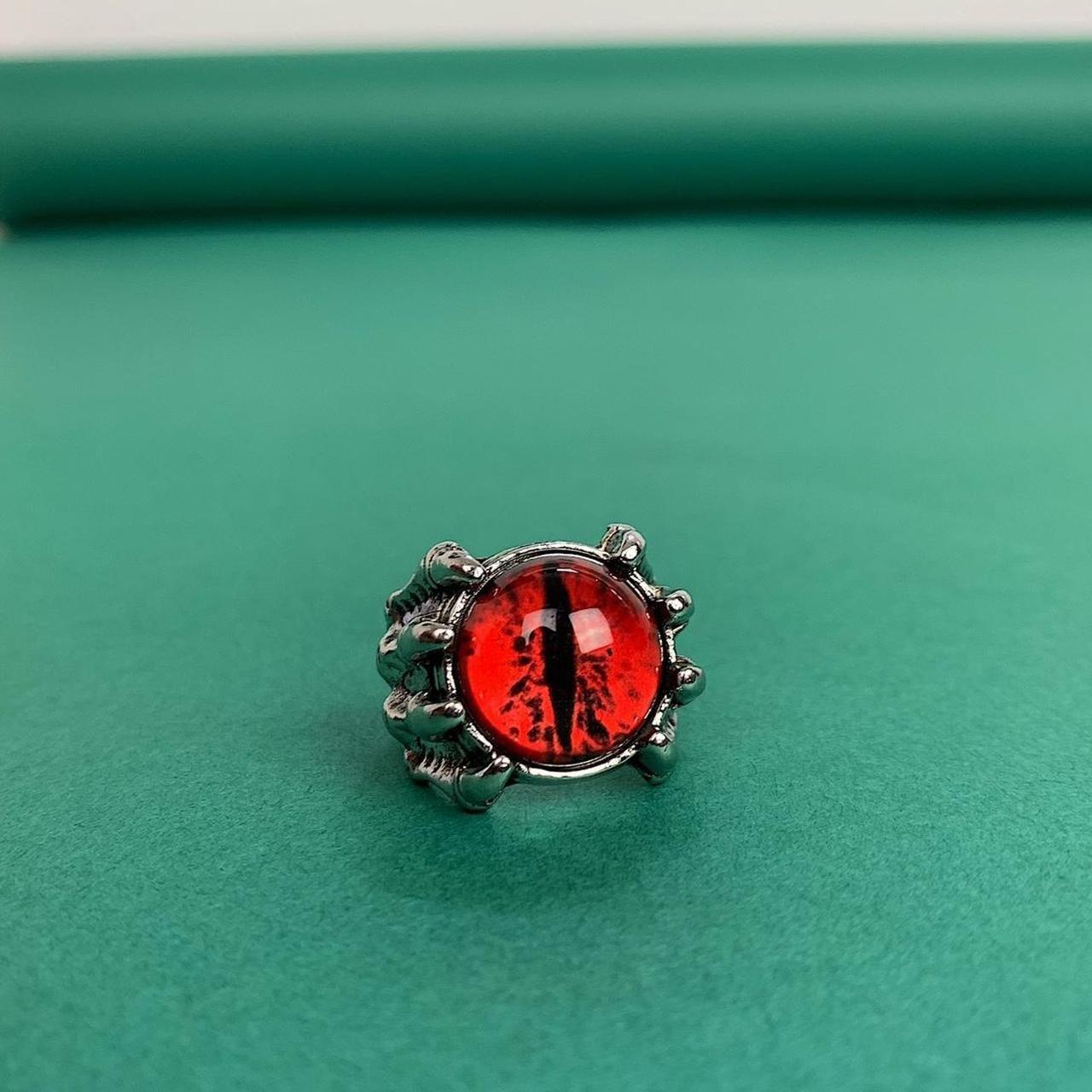 Y2k Cyber Punk 2000s style Devils Red Eye Claw Ring.... - Depop