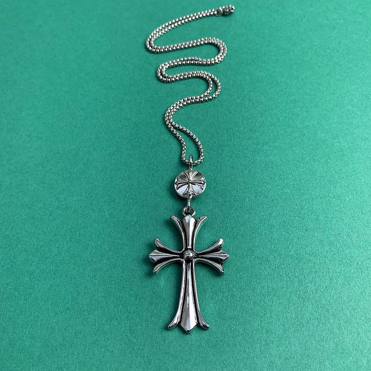 Cyber 2000s y2k grunge punk opium cross pendant... - Depop