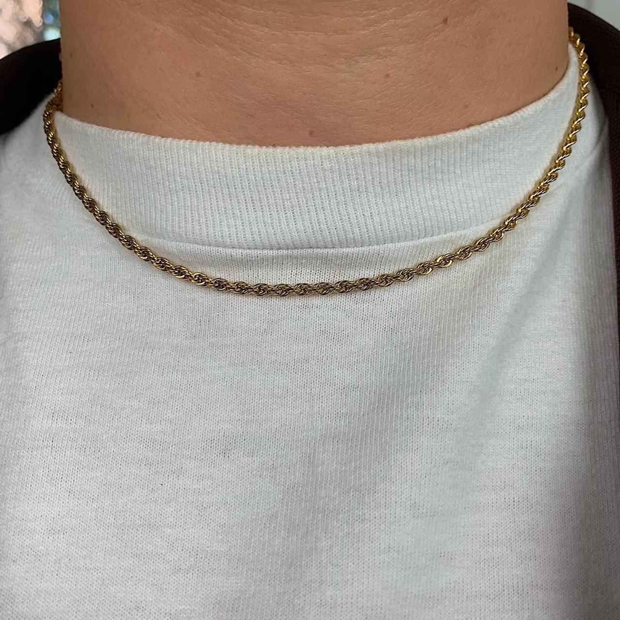 Y2k Vintage style Rope Chain Gold Plated Stainless... - Depop