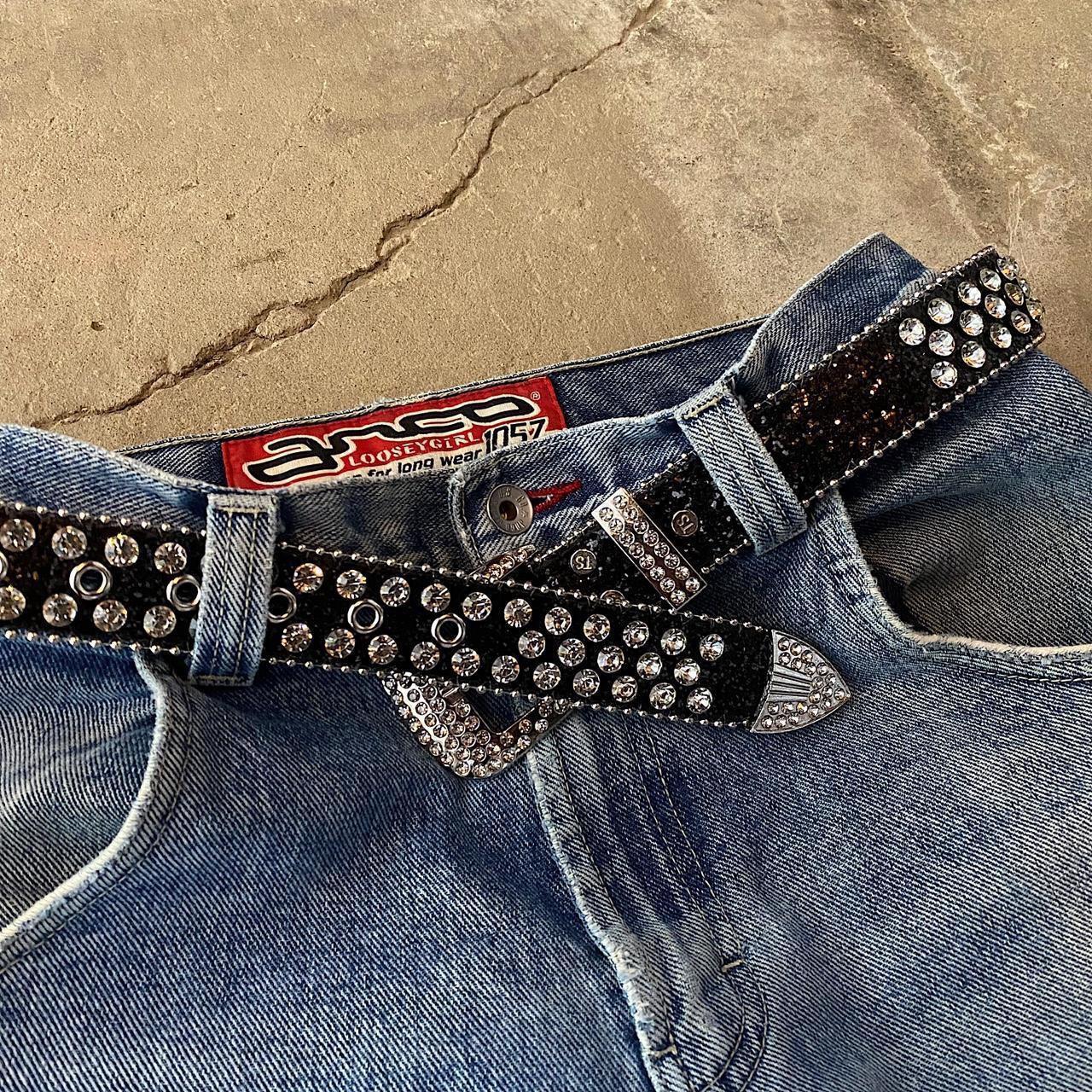 Y2k Cyber 2000s Style Studded 2-Tone Rhinestone... - Depop