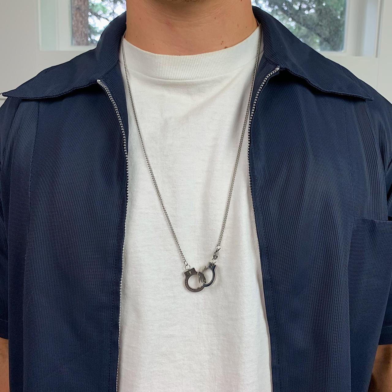 Interlocked Silver Handcuff Long Necklace. Stainless... - Depop