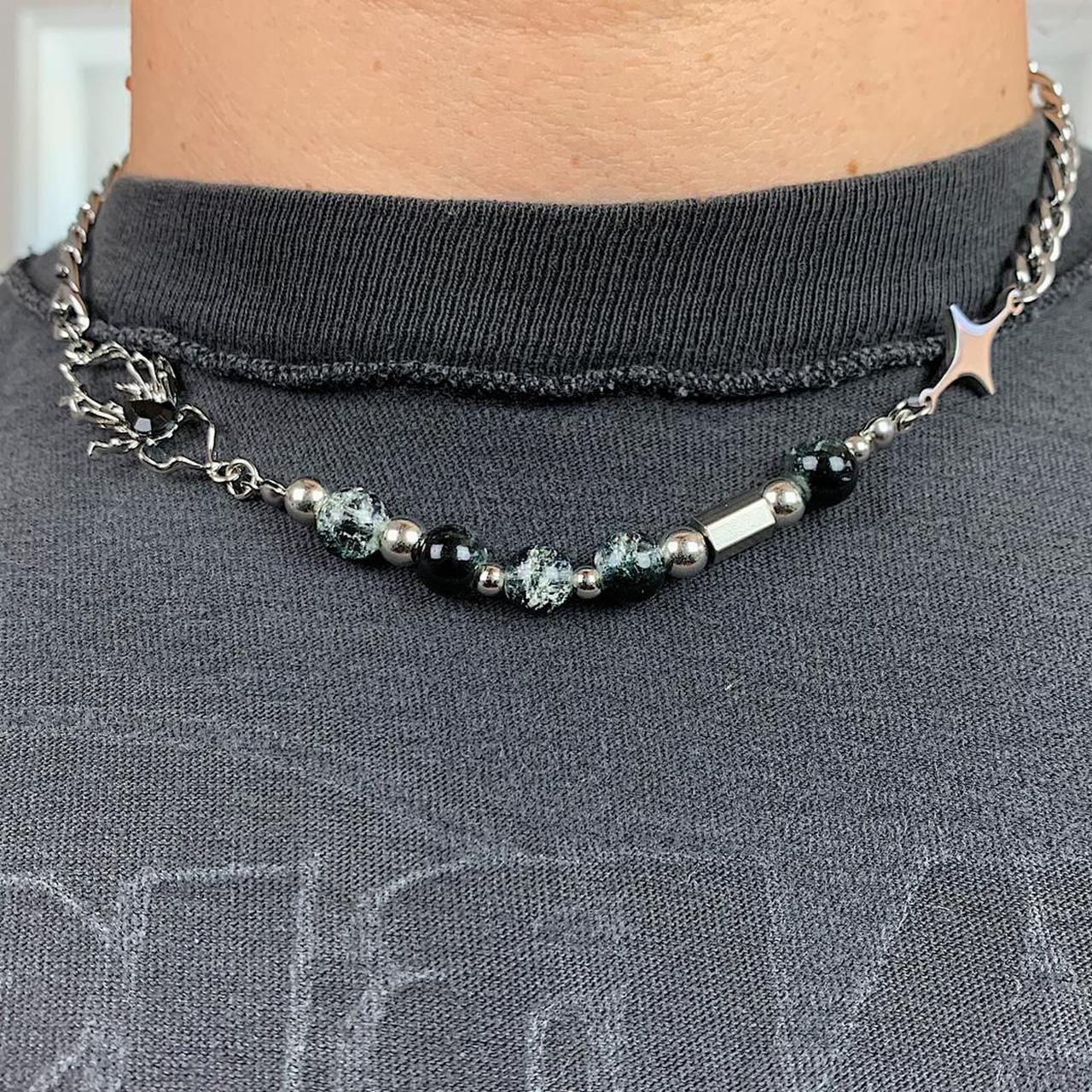 Y2k 2000s Cyber Silver Opium Spider 🕷️ Pendant beaded... - Depop