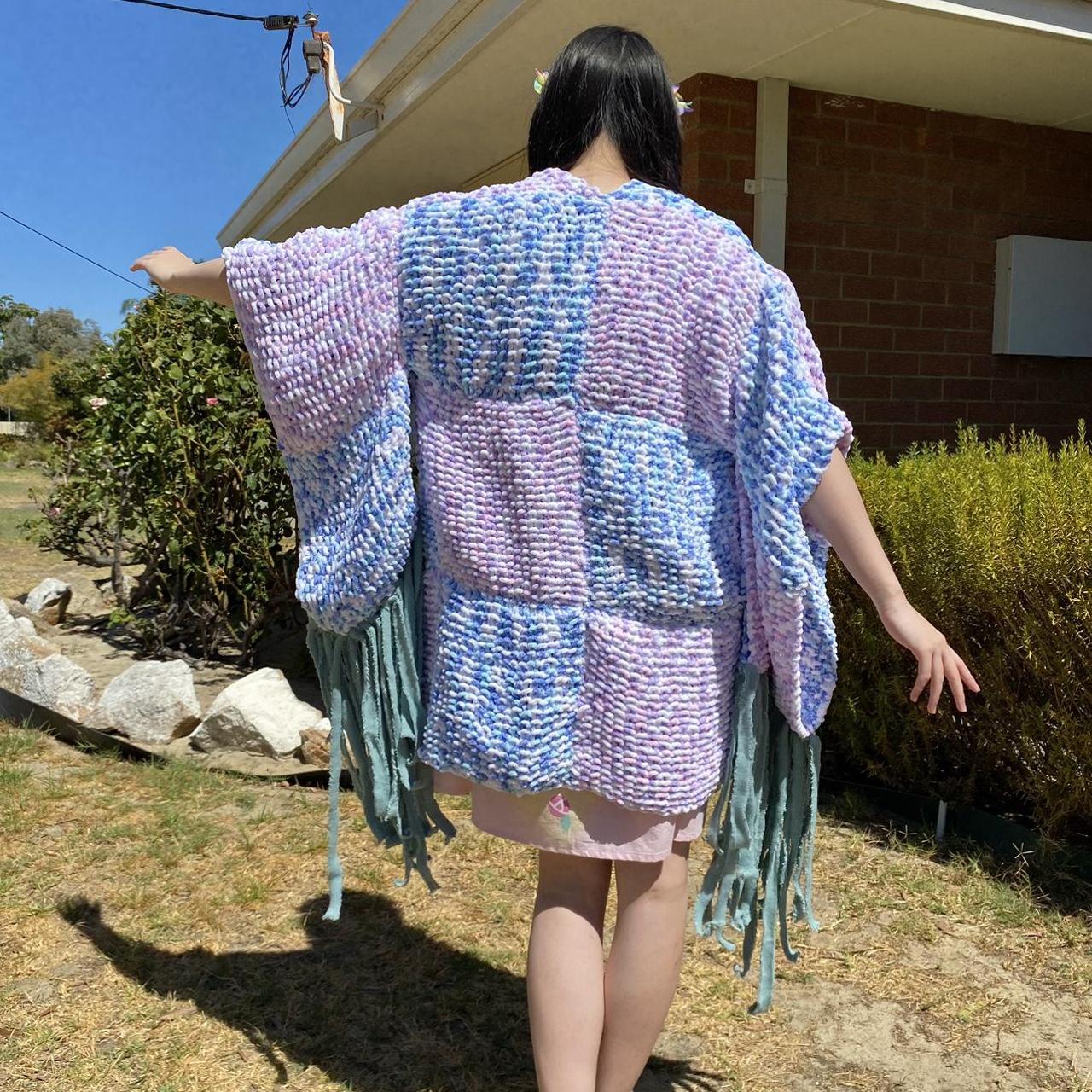 Ice Cream Knitted Haori in Winter colourway Hand... - Depop